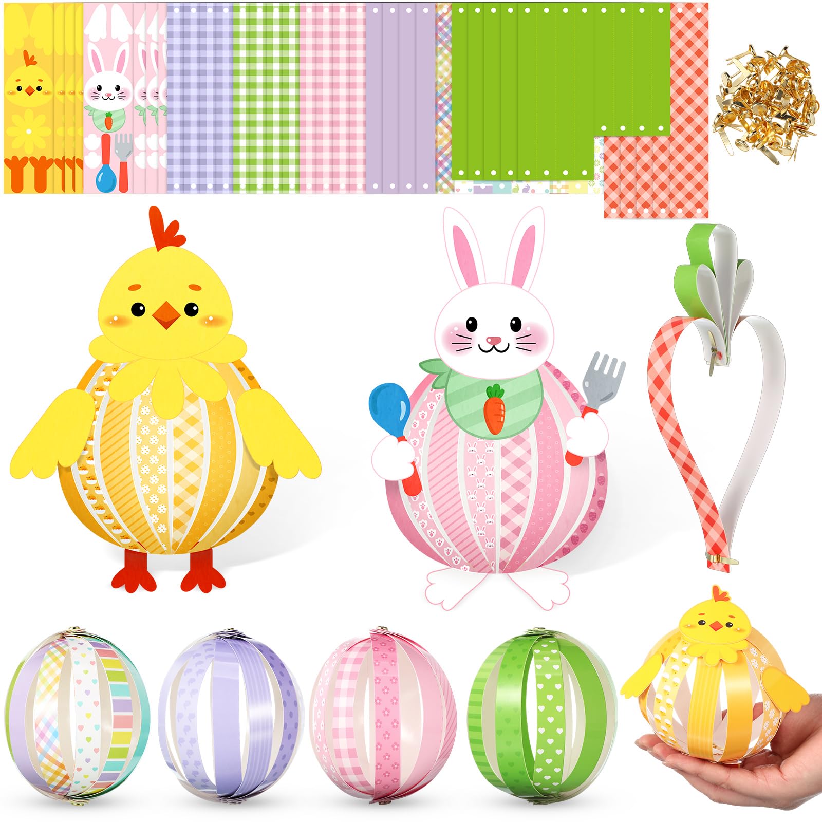 Funrous 28 Pcs Easter Crafts Kits Bulk DIY Easter Paper Strip Craft ...