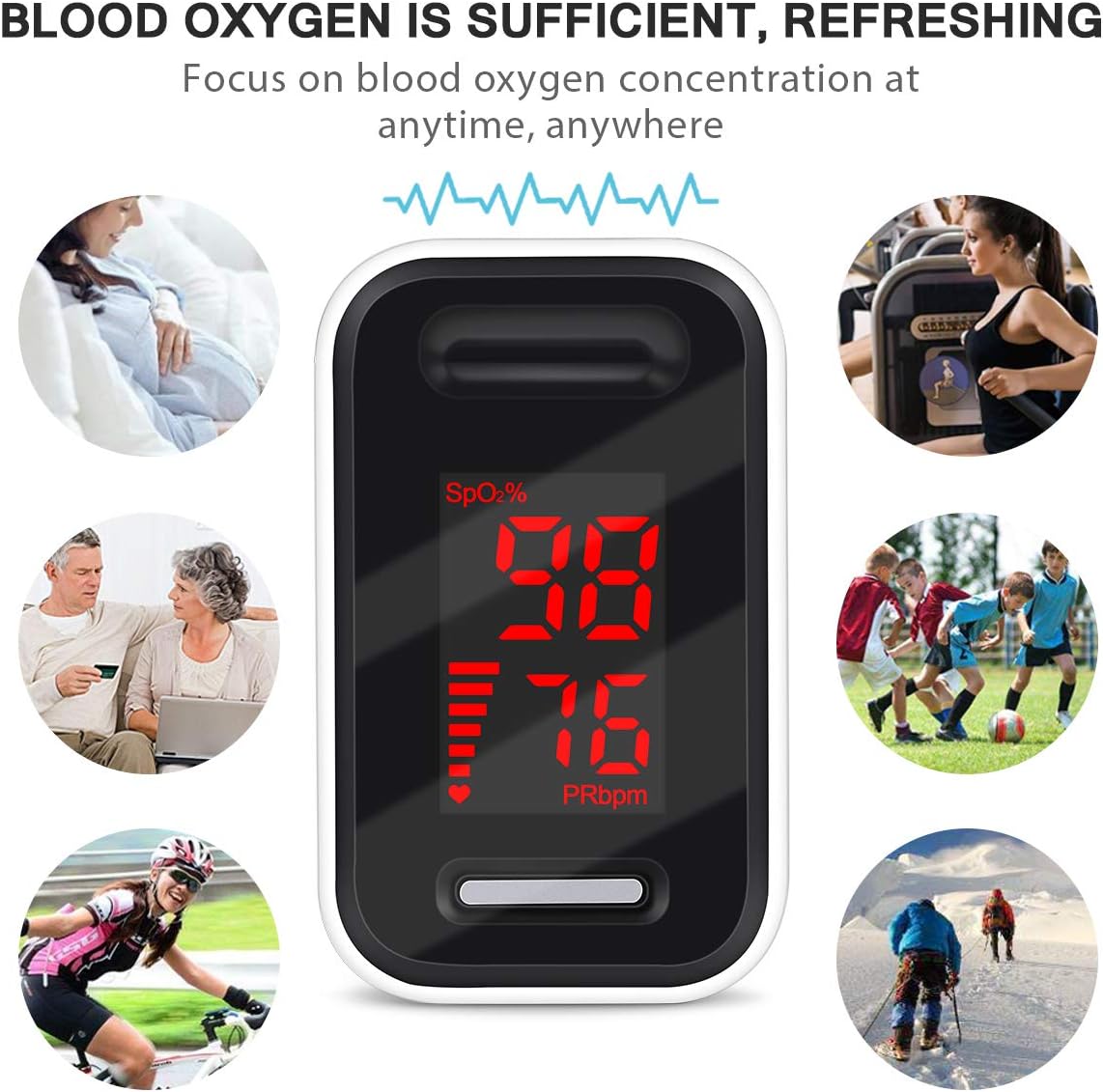 Pulse Oximeter, Oxygen Monitor Finger Oxygen Saturation Monitor Heart ...