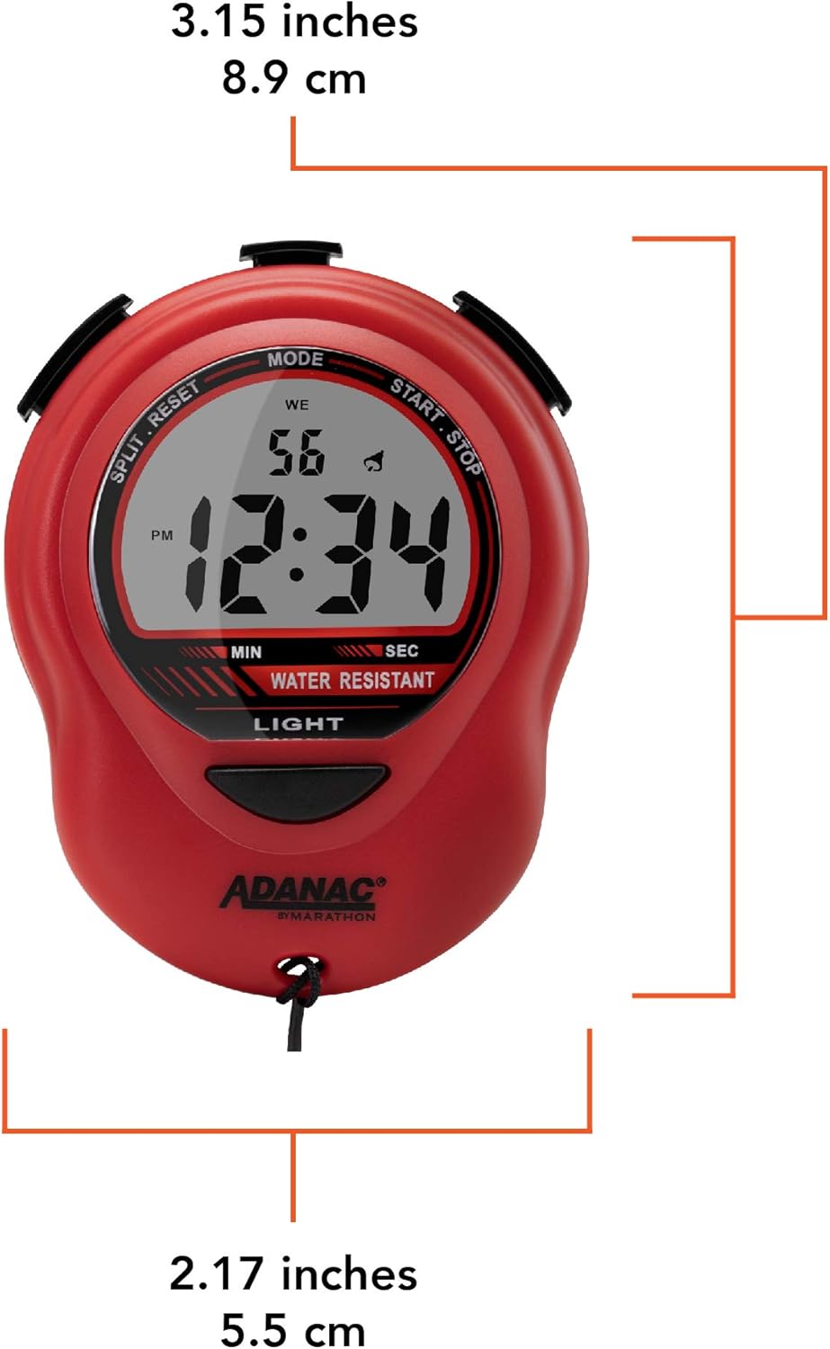 MARATHON ST083013RD Adanac Digital Glow Stopwatch Timer with Extra ...