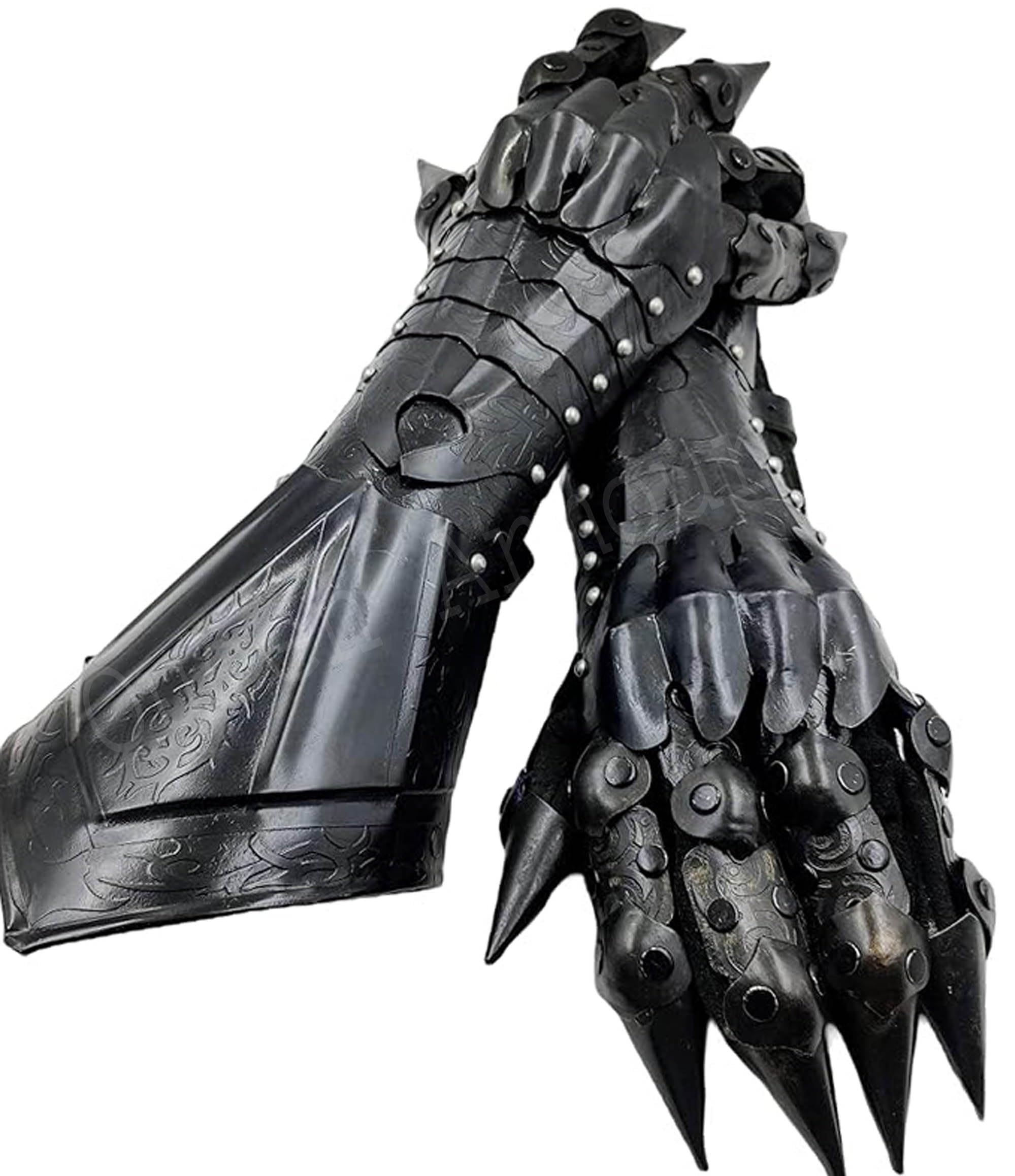 Queen Armour Medieval Black Metal Gauntlets - Gothic Armor Gloves Pair ...