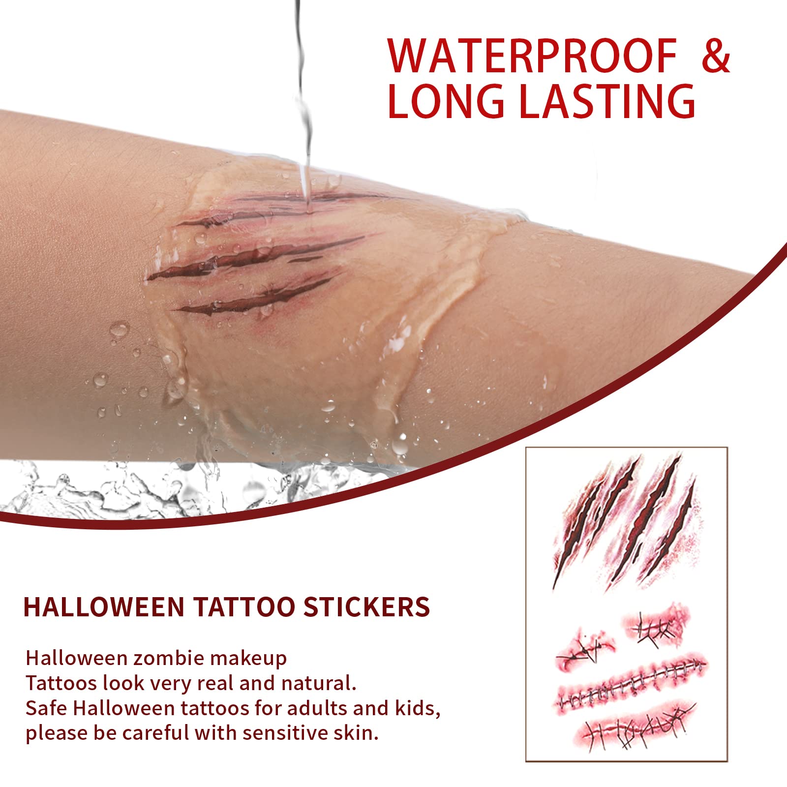 Mua Bezall 10 Sheets Halloween Scar Temporary Tattoos, Realistic Fake ...