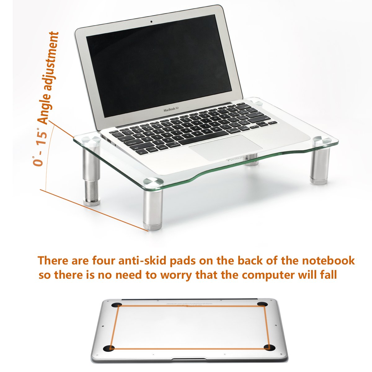 2 Pack Computer Monitor Riser with Height Adjustable Multi Media ...