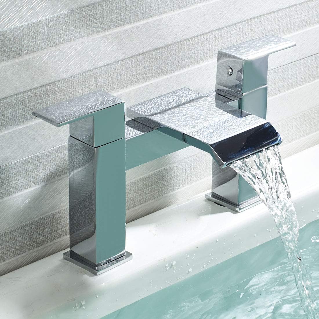 Luckyhome Waterfall Bath Mixer tap Bathroom Square Monobloc Double ...