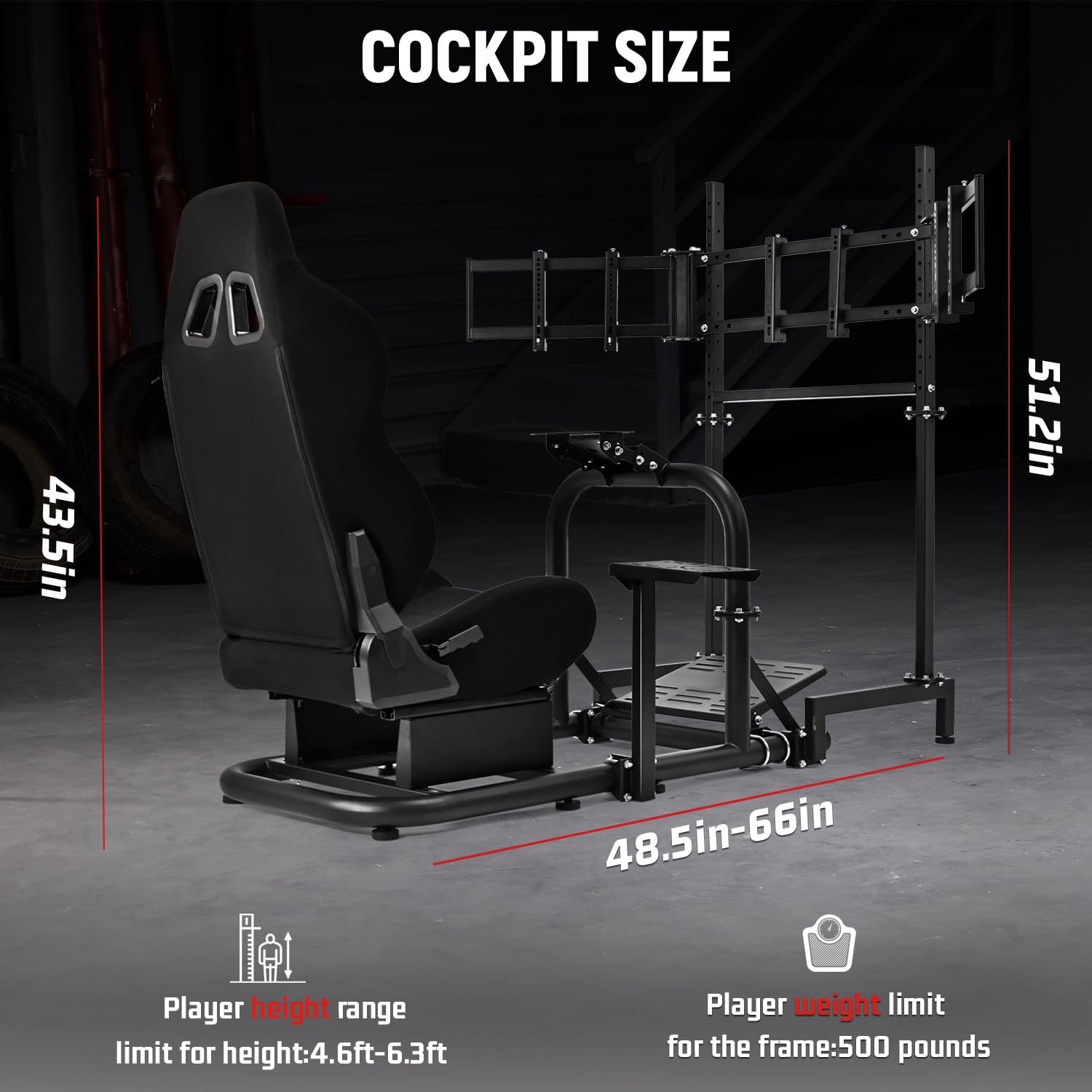 Dardoo Racing Simulator Cockpit Vertical Bracket With Triple Monitor ...