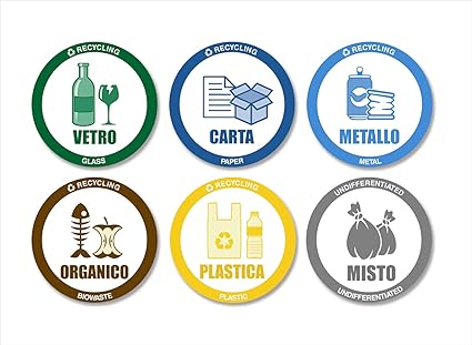 Readyprint Adesivi per Raccolta Differenziata con Illustrazioni ...