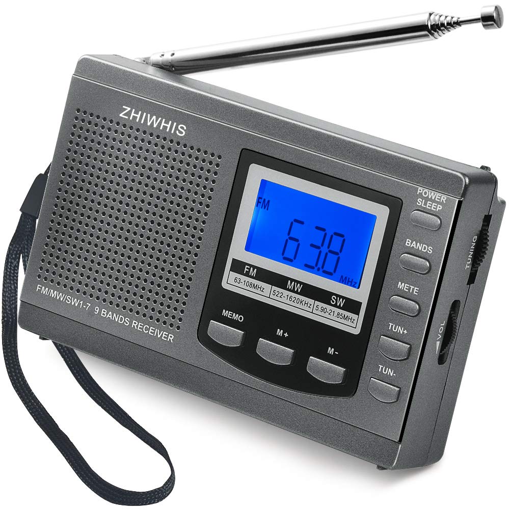 Amazon | ZHIWHIS ラジオ 小型ポータブル FM/AM/SW ワイドfm対応 高感度受信クロックラジオ スピーカーとイヤホン付き ...