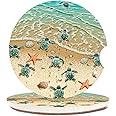 Amazon.com: Turtles On The Beach Absorbent Cup Holders Car Coasters ...