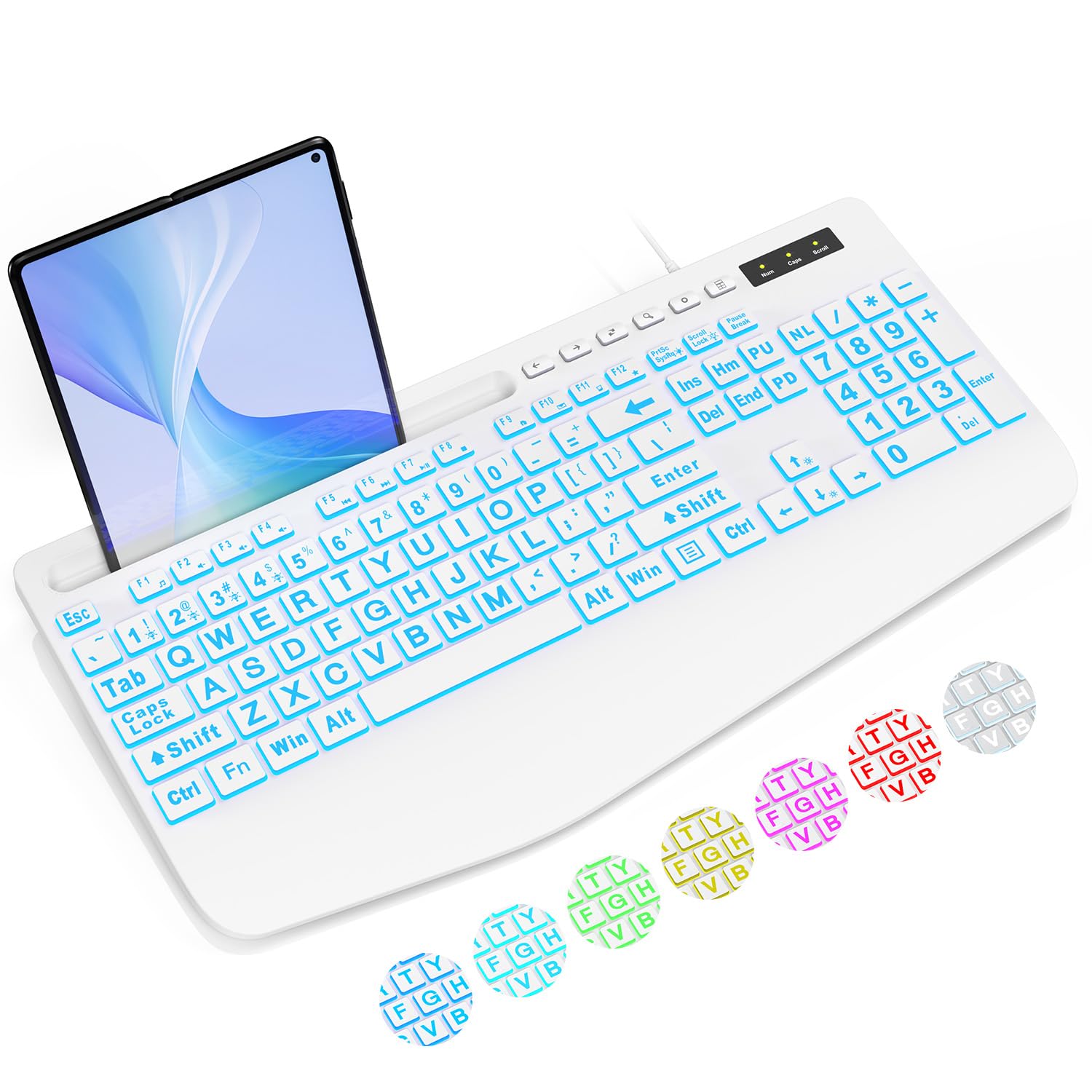 SABLUTE Large Print Backlit Computer Keyboards, Wired Lighted USB ...