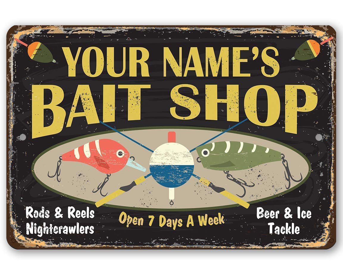Amazon.com: Personalized Bait Shop Metal Sign - Durable Metal Sign - 8 ...