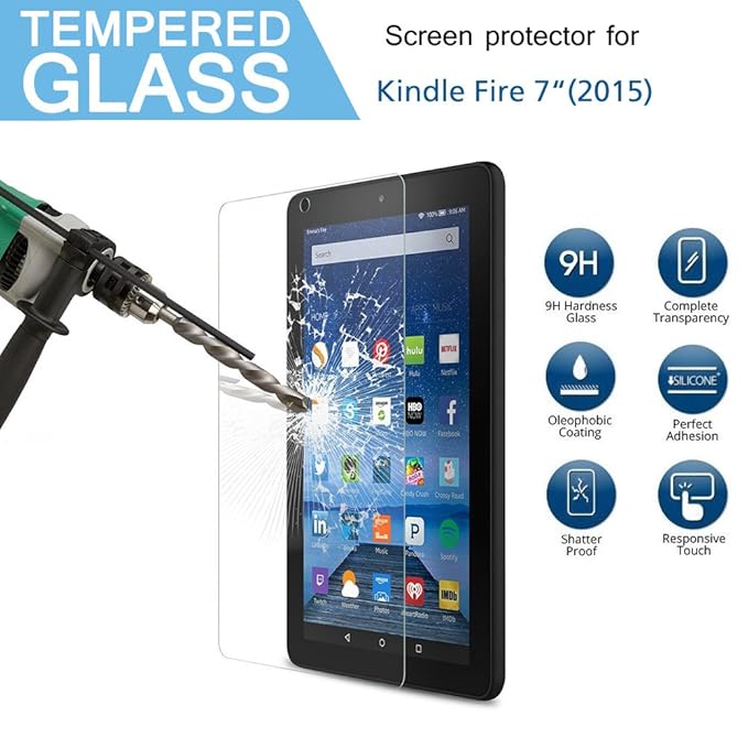 Kindle Fire 7 2015 Tempered Glass Screen: Amazon.co.uk: Electronics