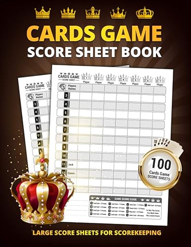 Cards Game Score Sheet Book: 100 Large Score Sheet Pages For ...