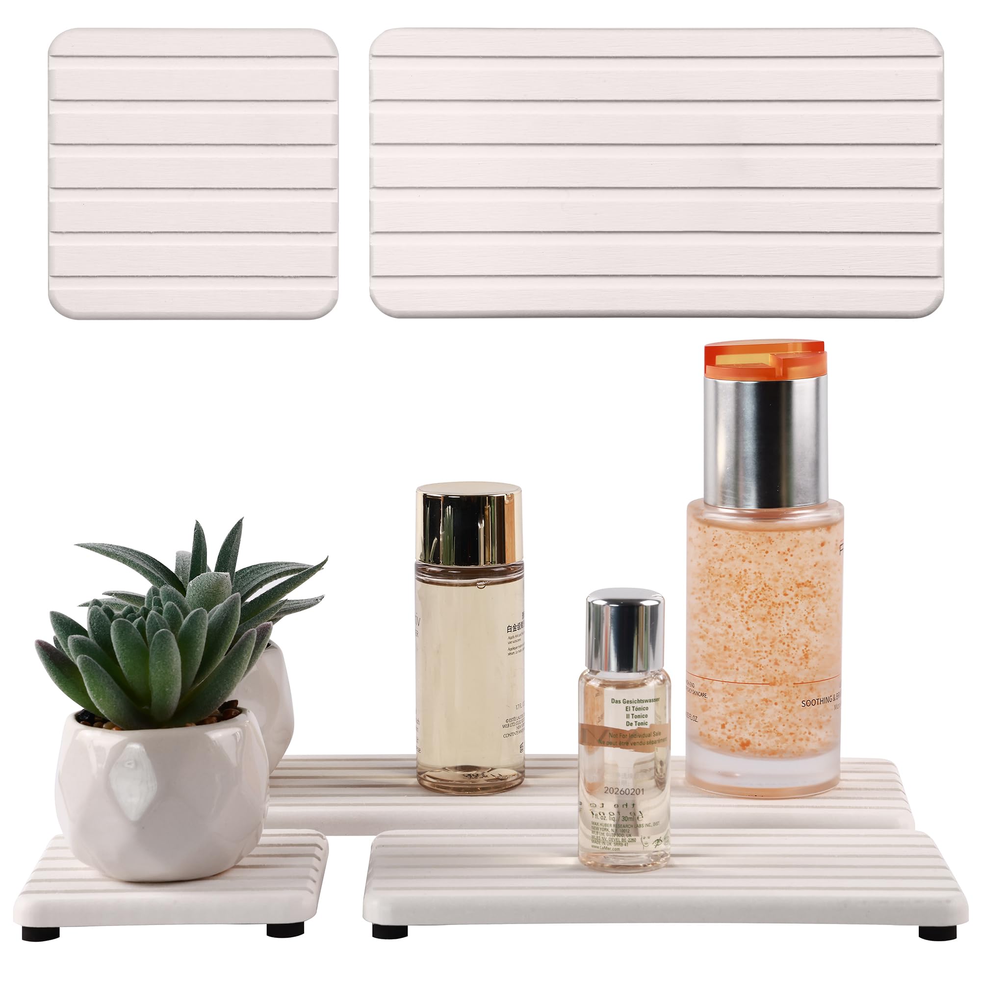 Set of 4 Bathroom Vanity Tray, Quick-Dry Diatomite KitchenTrays with ...
