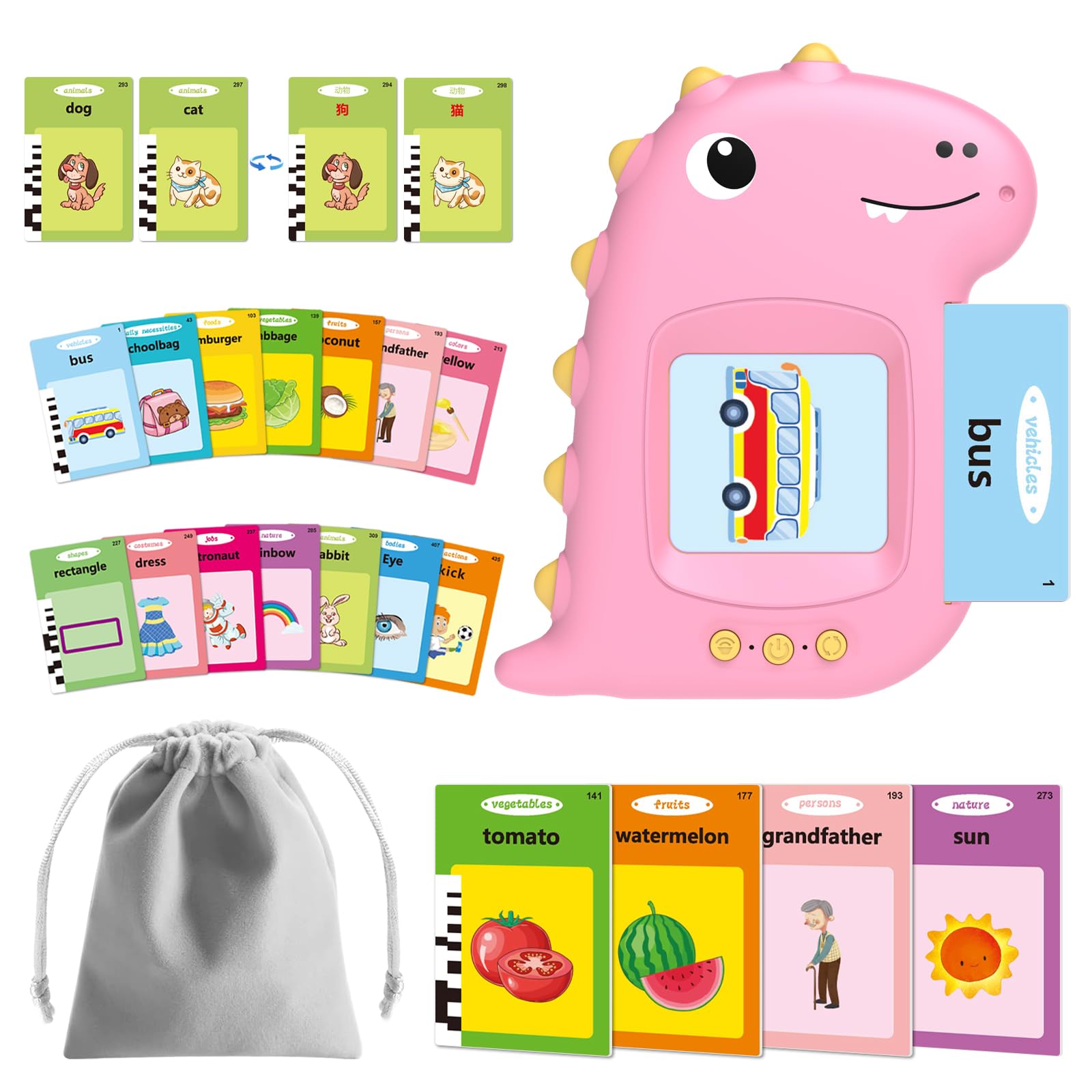 Jeedoo Talking Flash Cards, Flash Cards for Kids-Vehicles, Food, Colors ...