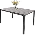 Amazon.com: LUCKYERMORE Patio Dining Table 55” Aluminum Frame Outdoor ...