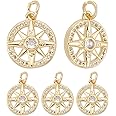 Amazon.com: Beebeecraft 1 Box 10Pcs Compass Charms Micro Pave Cubic ...
