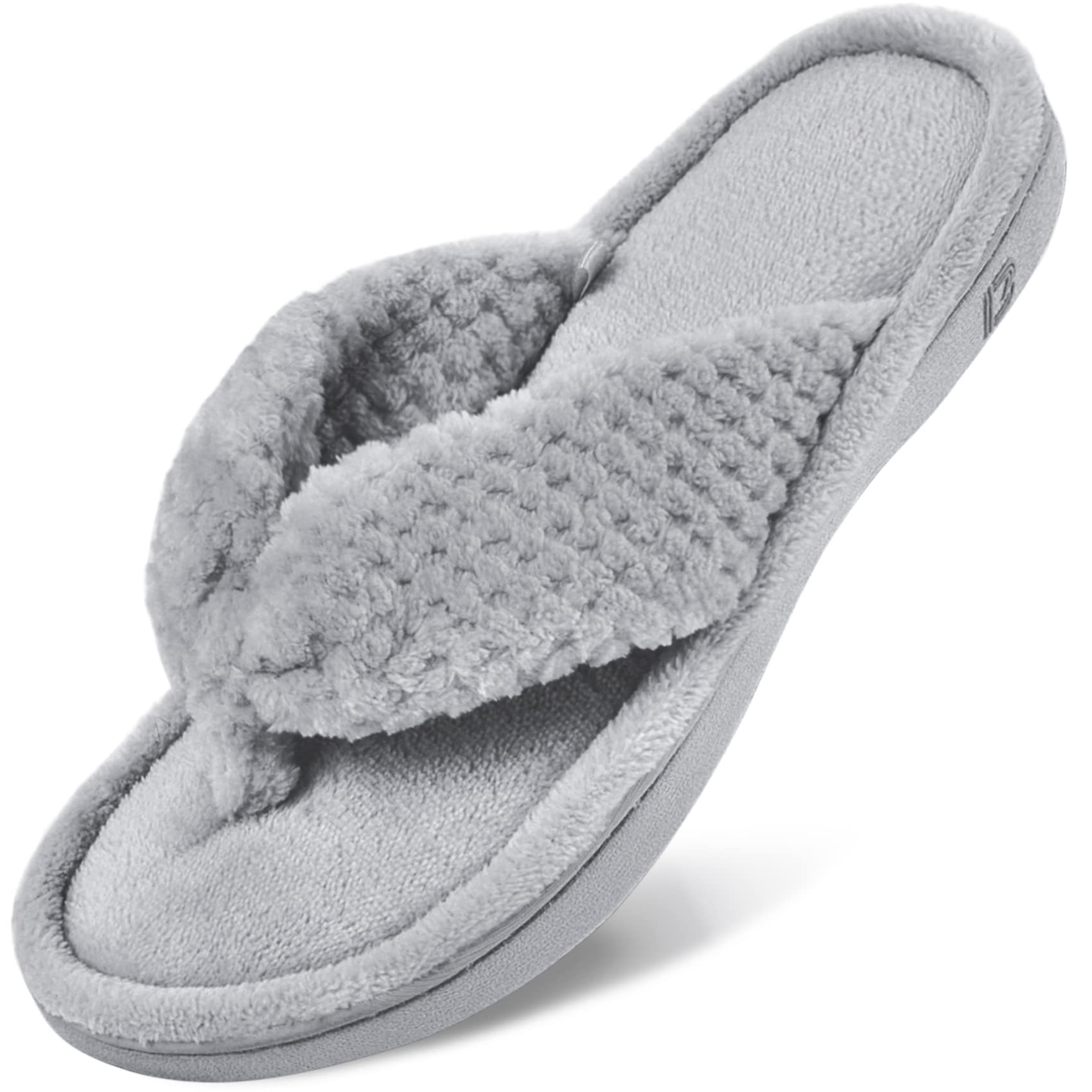 DL Women's Flip Flop Memory Foam Slippers with Cozy Terry Lining Soft ...