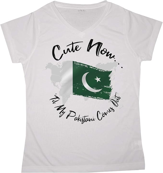 Amazon.com: Cute Now Ladies World Pakistan V-Neck T-Shirt Til My ...