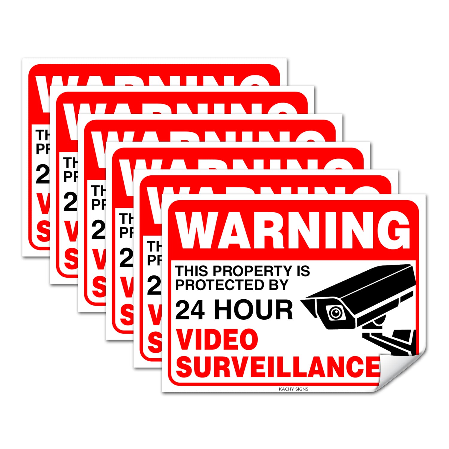 Mua (Set of 6) Warning - 24 HR Video Surveillance Sign - 3" x 4" - 4 ...