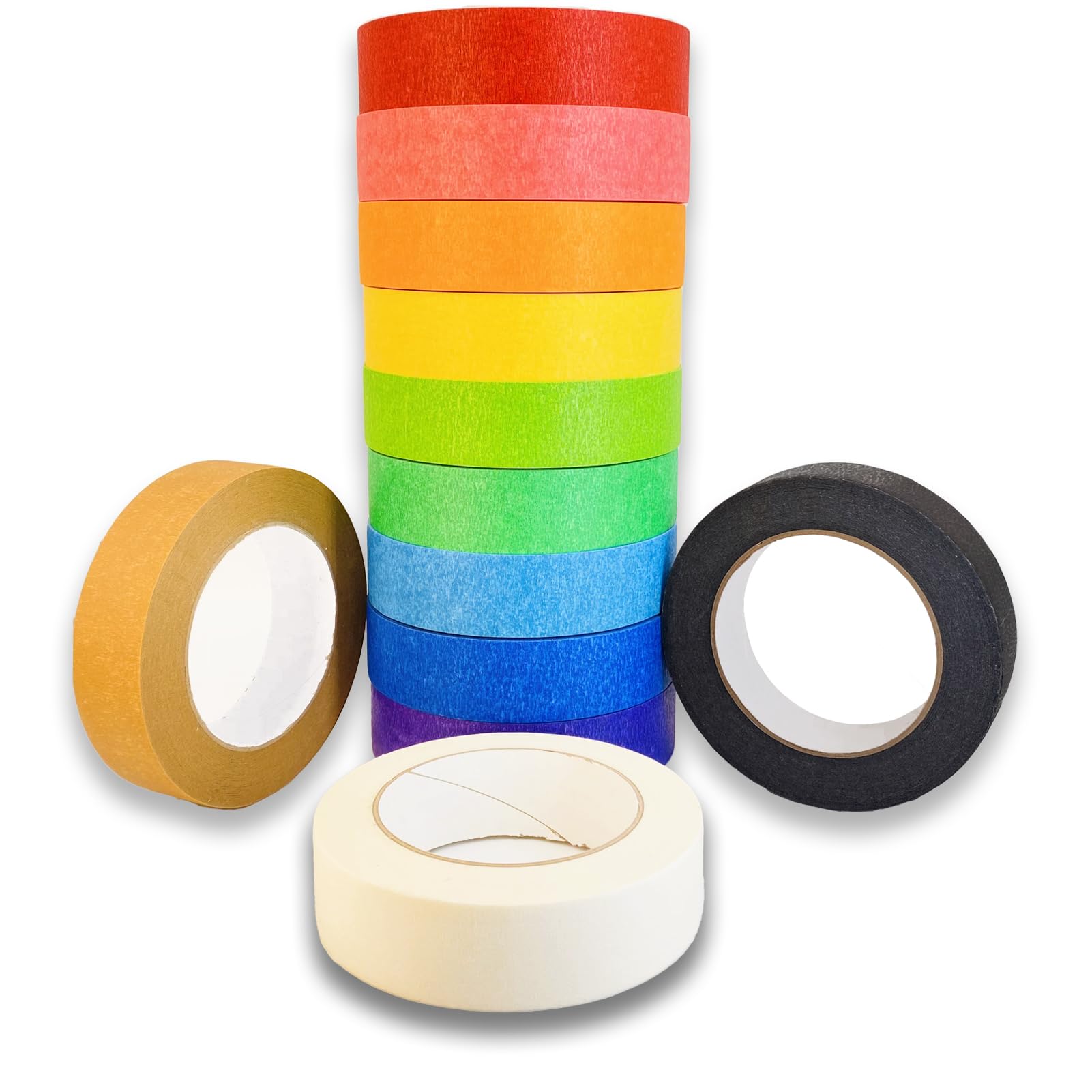 HCwelli Colored Masking Tape 1.1 Inch x 12 Rolls Writable Craft Tape ...