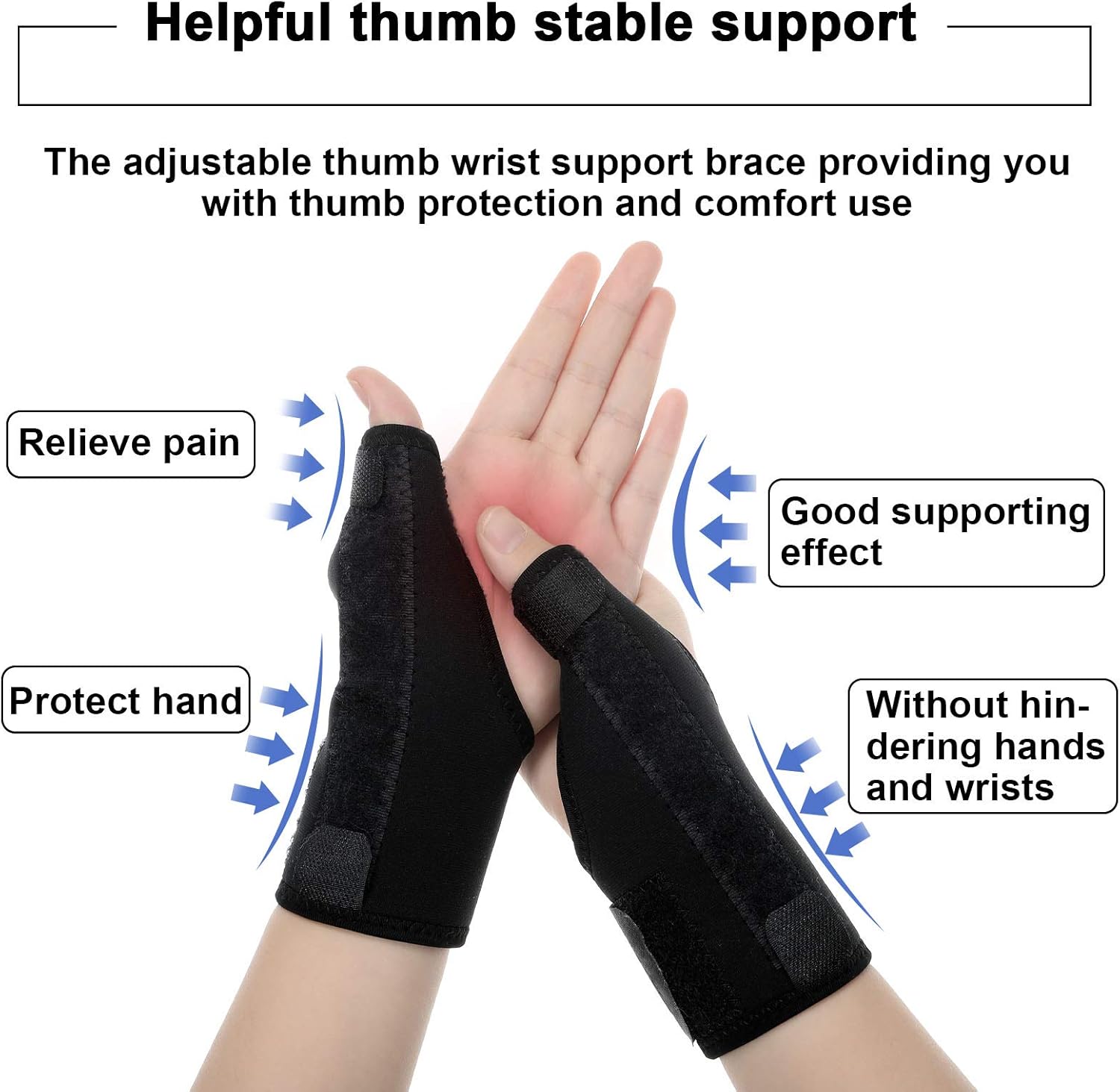 2 Pieces Thumb Wrist Support Brace Thumb Splint Stabilizer and ...