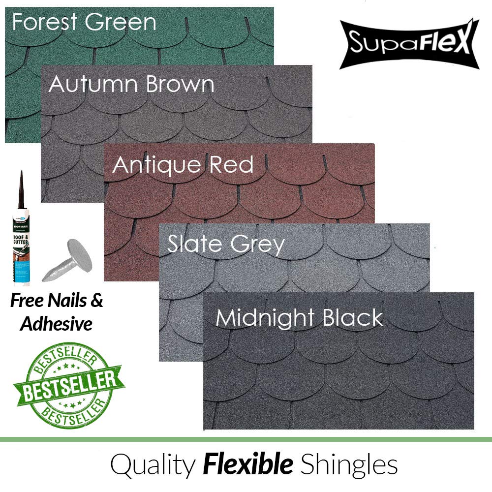 Felt Shingles Slate Grey Fishscale 5 Tab Shed Roofing Tiles with ...