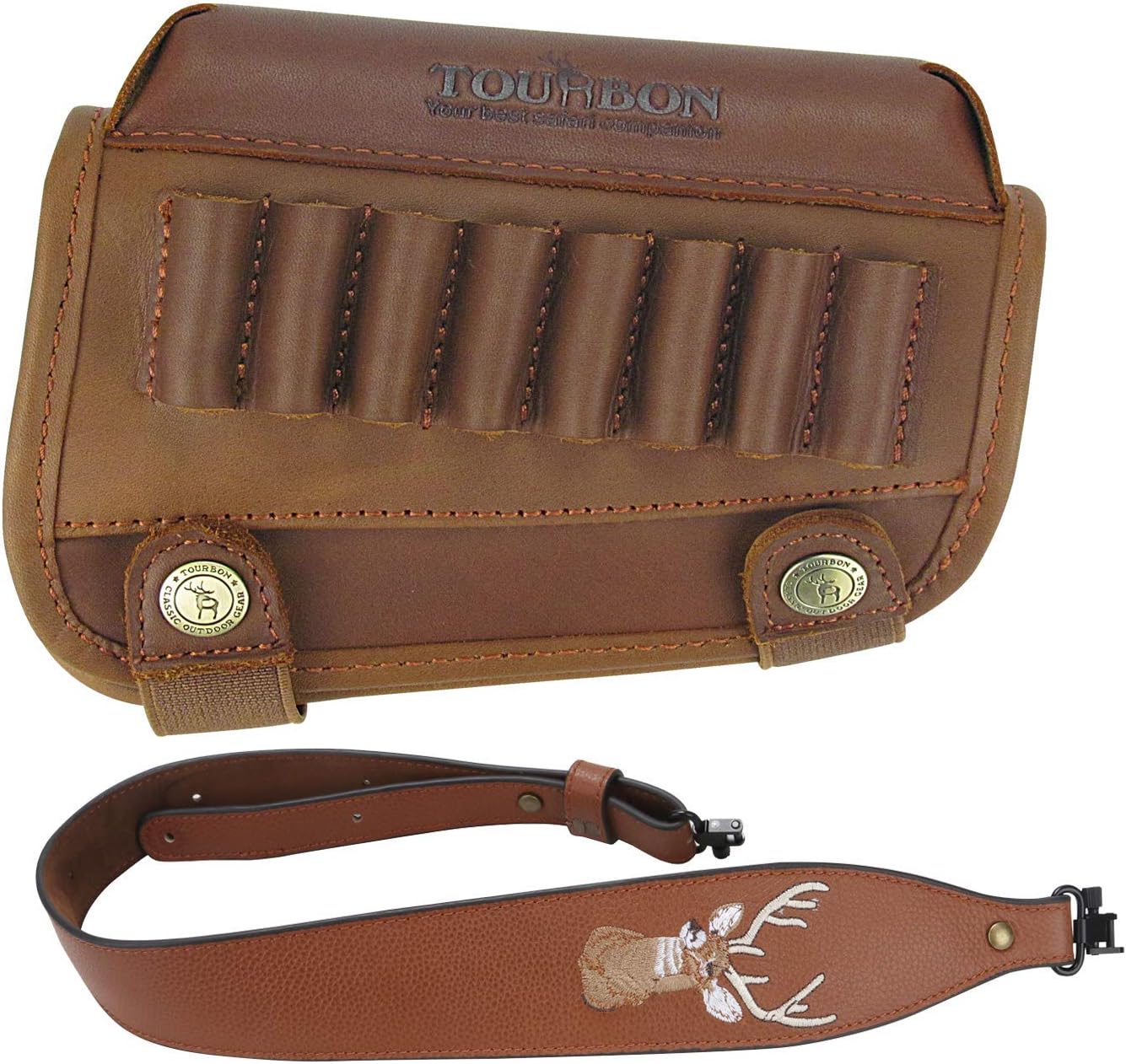 Amazon.com : TOURBON Leather Cheek Riser Shell Holder Rifle Gun Sling ...