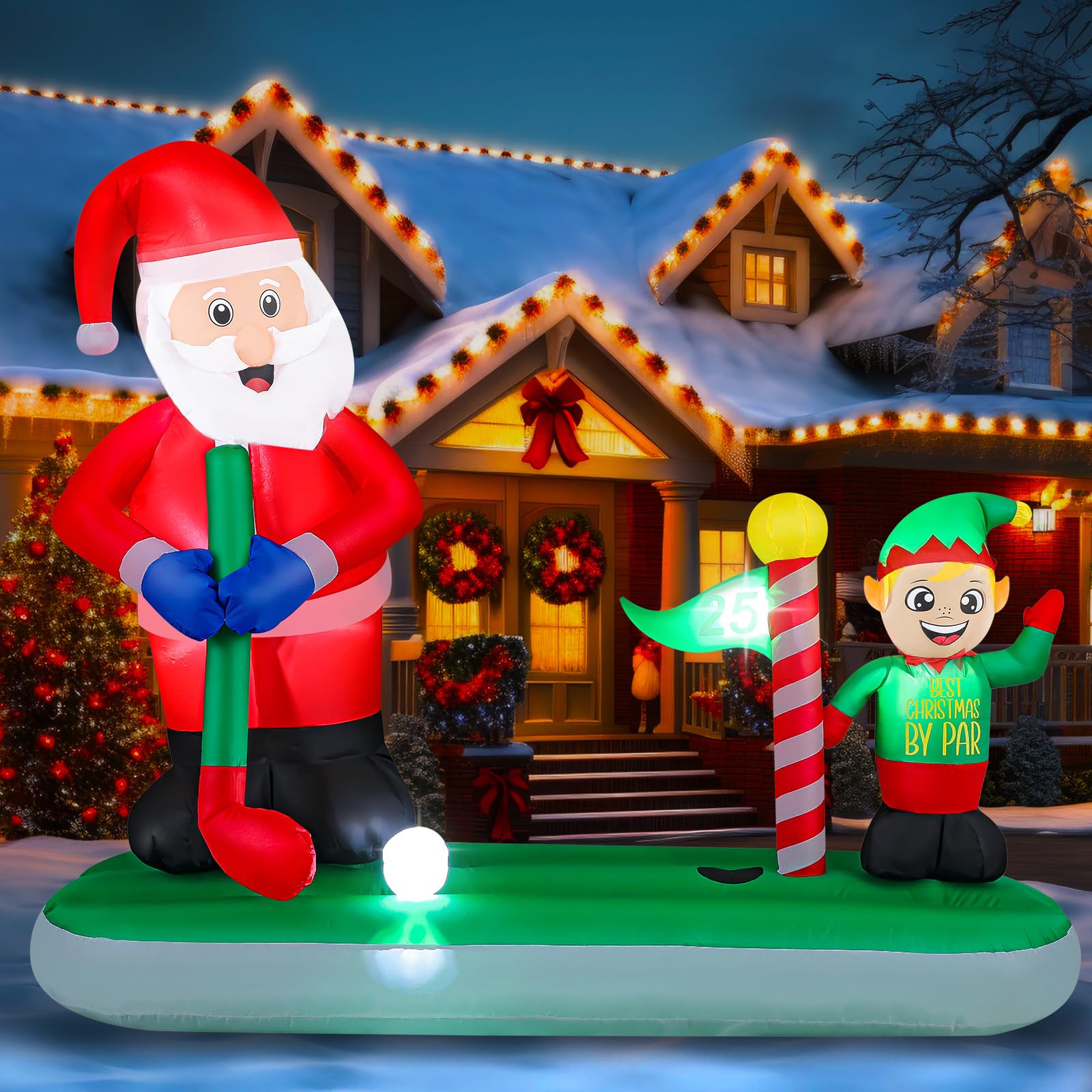 Realspring Large 5.6 FT x 6.7 FT Christmas Inflatable Santa Claus Play ...