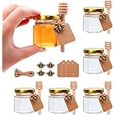 Amazon.com: Woaiwo-q 1.5 oz Honey Jars with Dipper, 6 Pack Hexagon Glass Jars with Golden Lids ...
