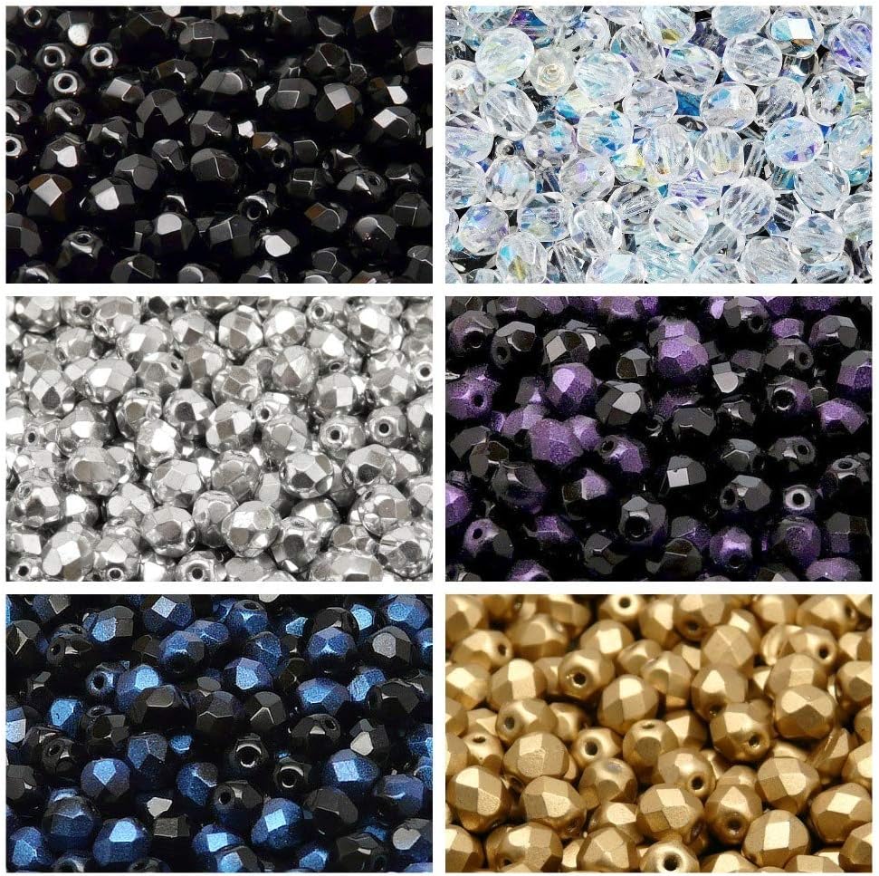 Tschechische Facettierte Glasperlen, Fire-Polished, Rund 6 mm. Sechs ...