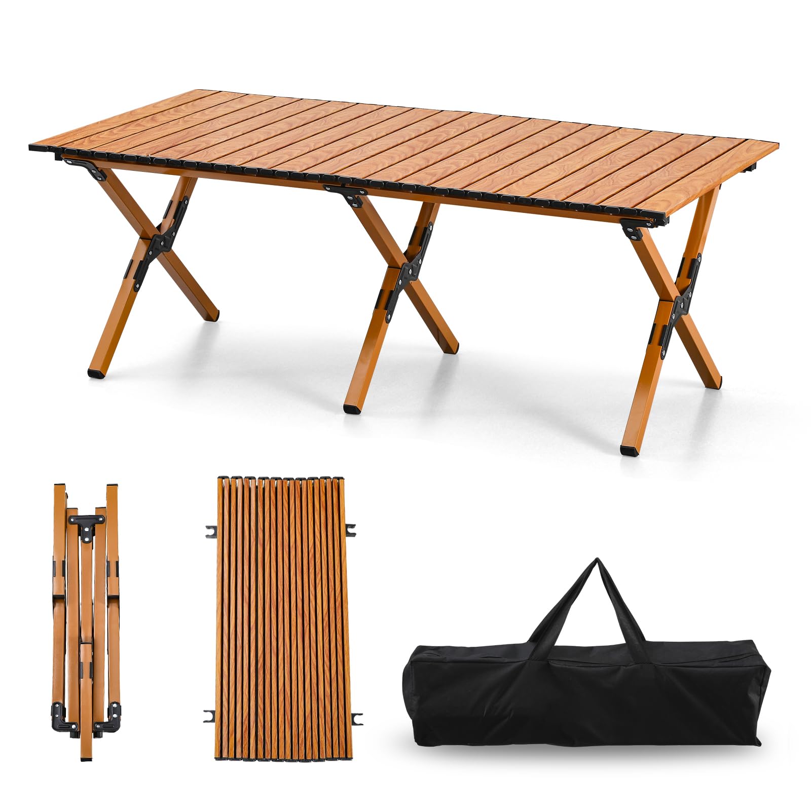 TAO ONE Roll-Up Camping Table Aluminum Low Folding Table for Outdoor ...