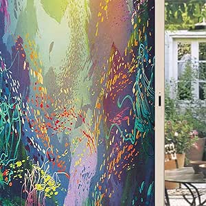 ParadiseDecor Sea Animals Window Film Underwater with Coral Reef and ...
