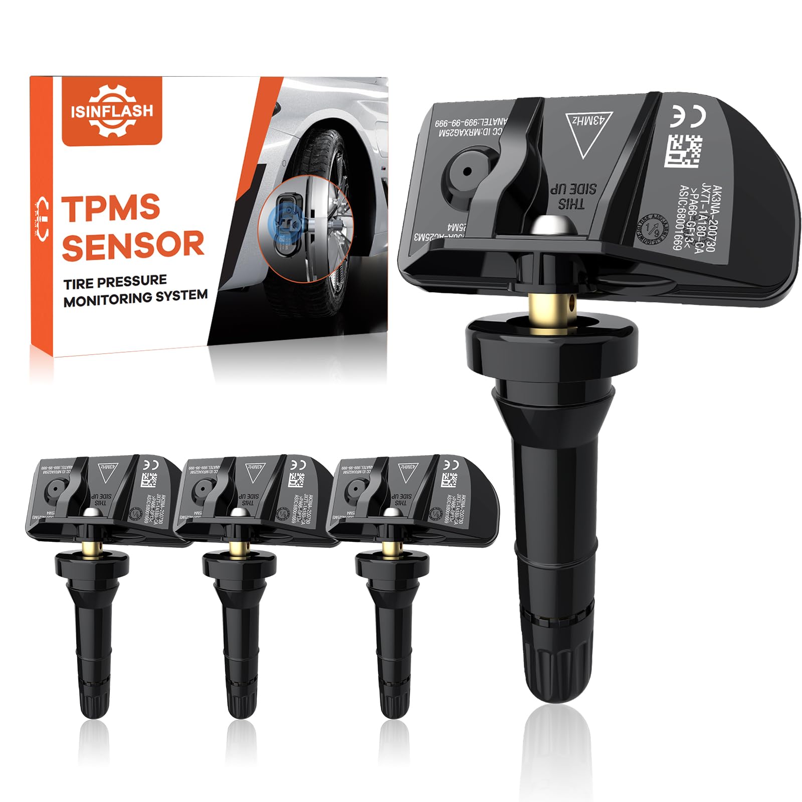 ISINFLASH TPMS Sensors, 433 MHZ Tire Pressure Monitor System Replace ...