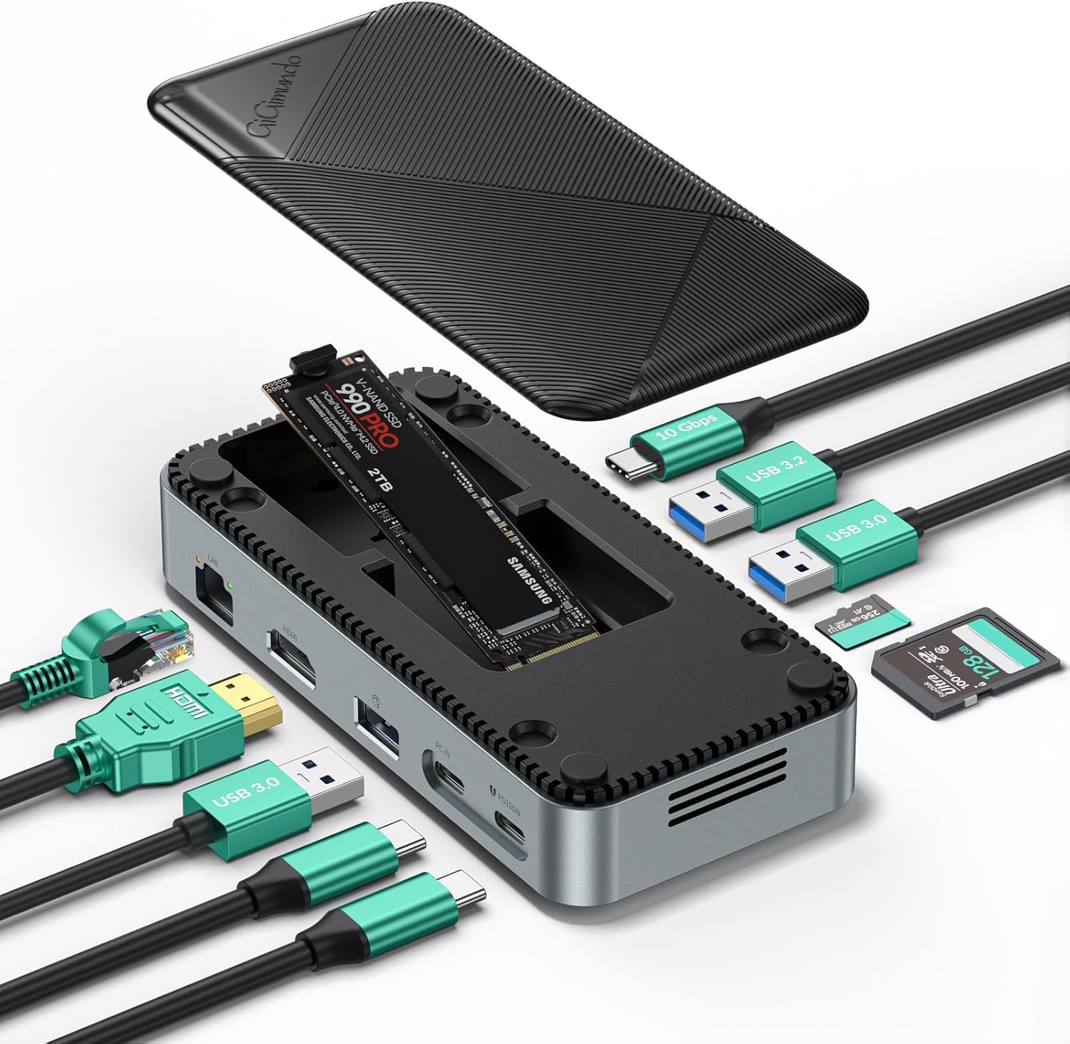 GiGimundo GAM2P9-V1 M.2 NVMe Docking Station - 10Gbps USB-C Hub NVMe, PD100W, HDMI 4K 60Hz ...