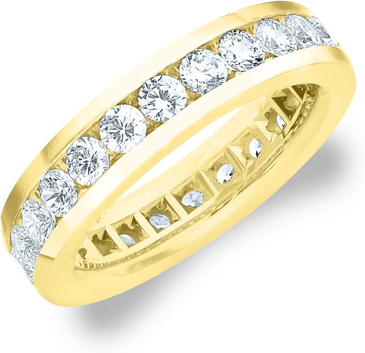 3.0 CT Men's Diamond Eternity Ring in 14K Yellow Gold, Handsome Mens ...
