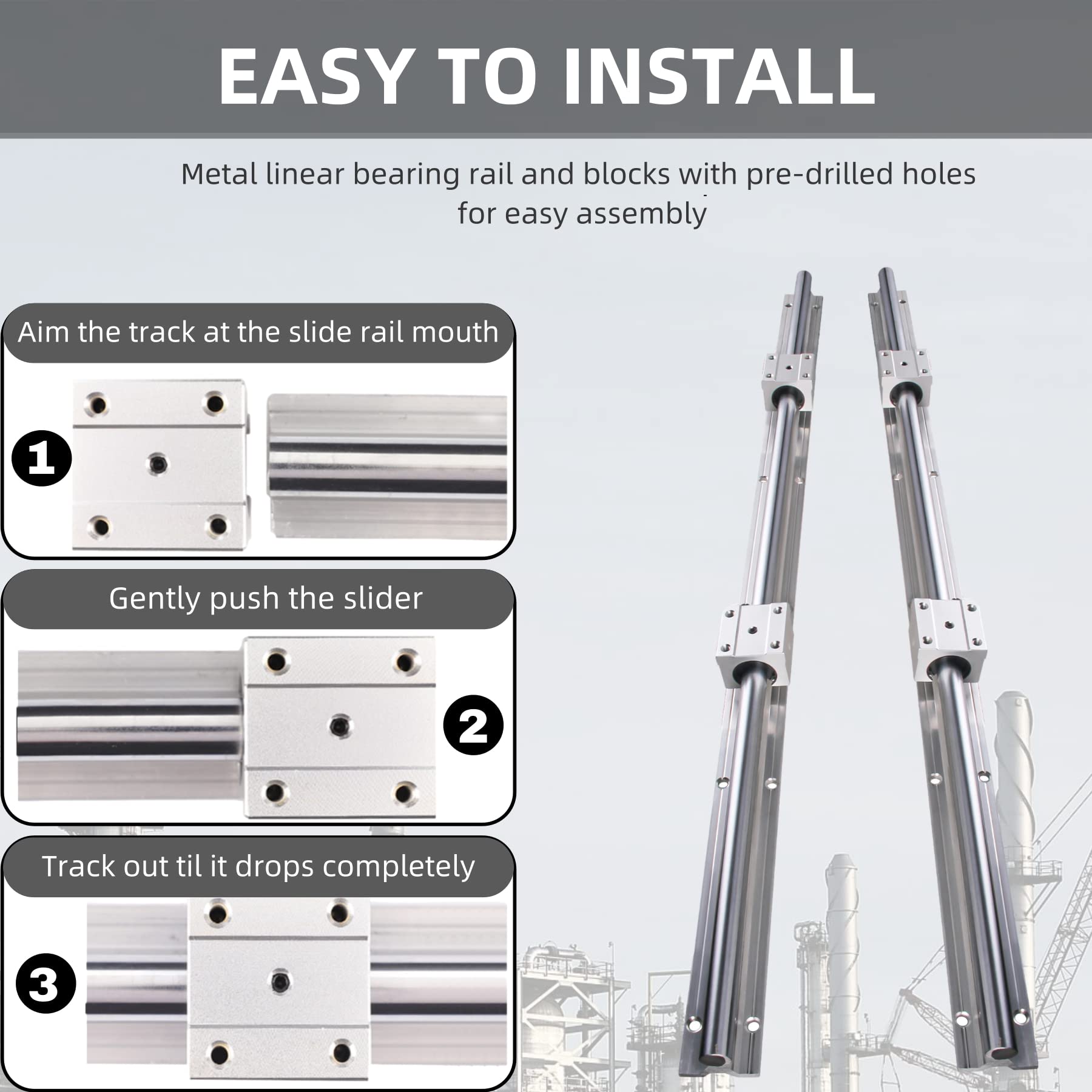 ANWOK Linear Rail Guideway SBR12-300mm Fully Supported Linear Rail Shaft Rod With 4 SBR12UU ...