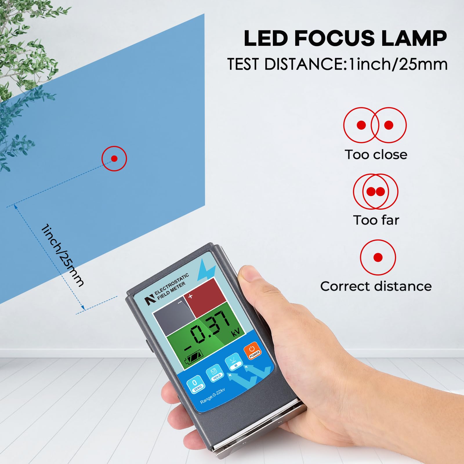 NEWTRY Handheld Digital Electrostatic Field Meter Tester 0~20KV ...