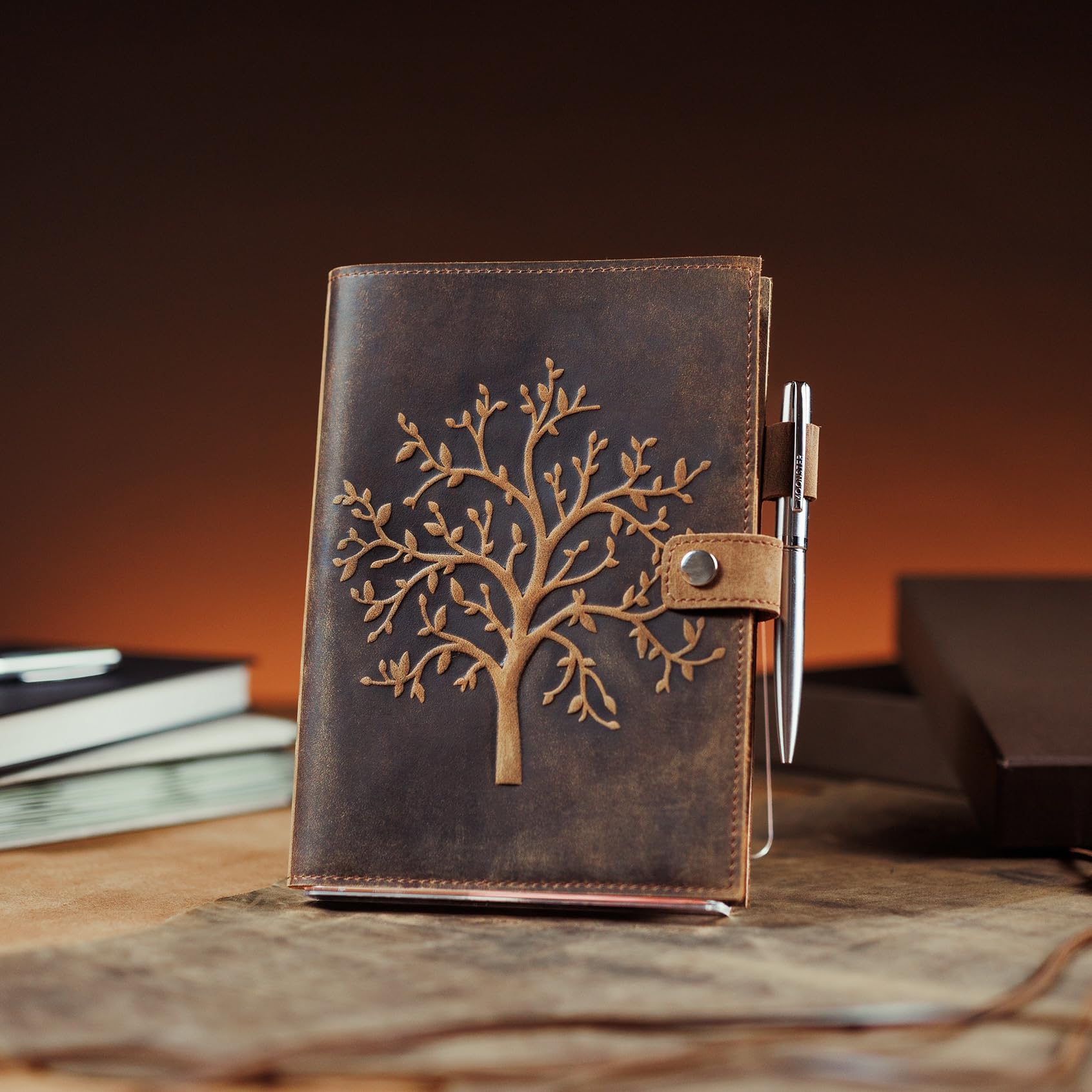 Mua Refillable Leather Journal Lined Notebook - Embossed Tree of Life ...