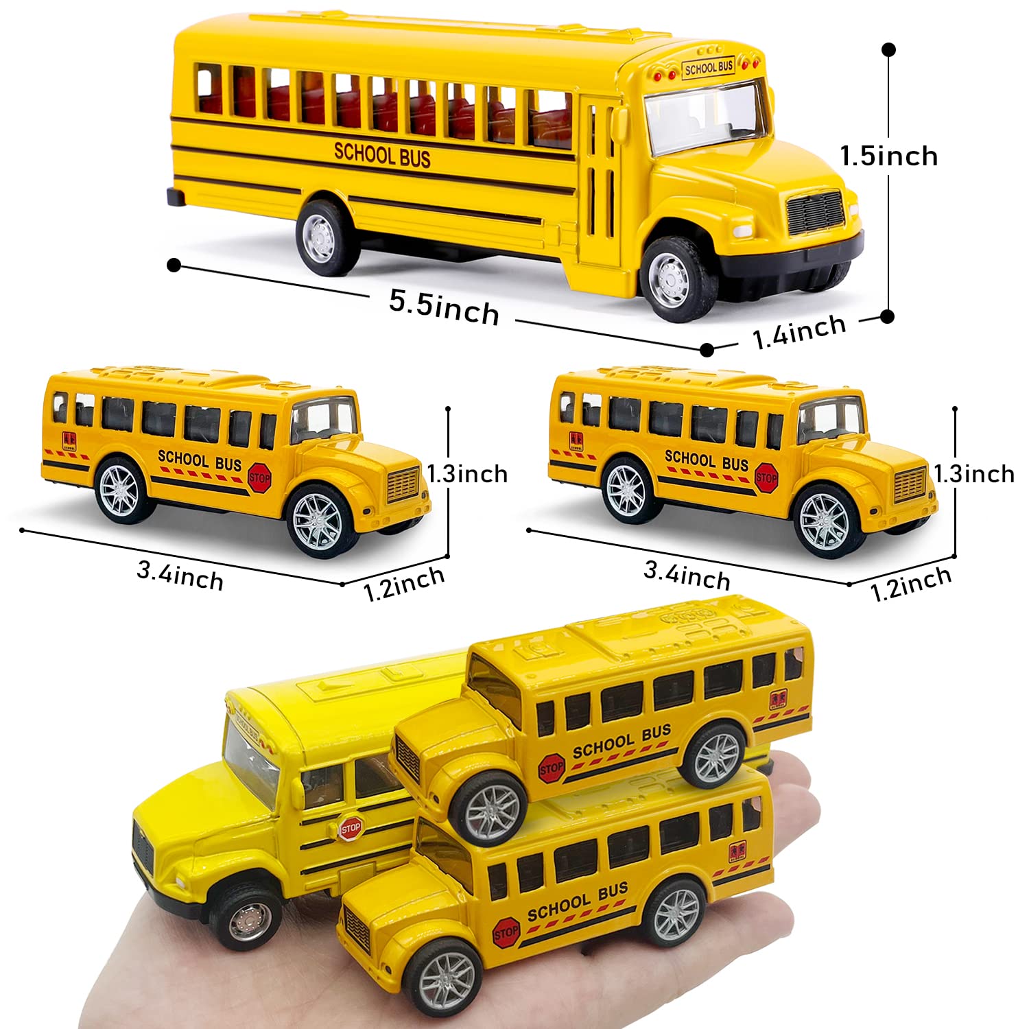 Mua FANELEQU 3 Pack Pull Back School Bus Playset, Die-cast Metal Toy ...