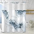Amazon.com: TYLCLTX No Hook Shower Curtain with Snap in Liner Grey Blue Marble Modern Crack Ink ...