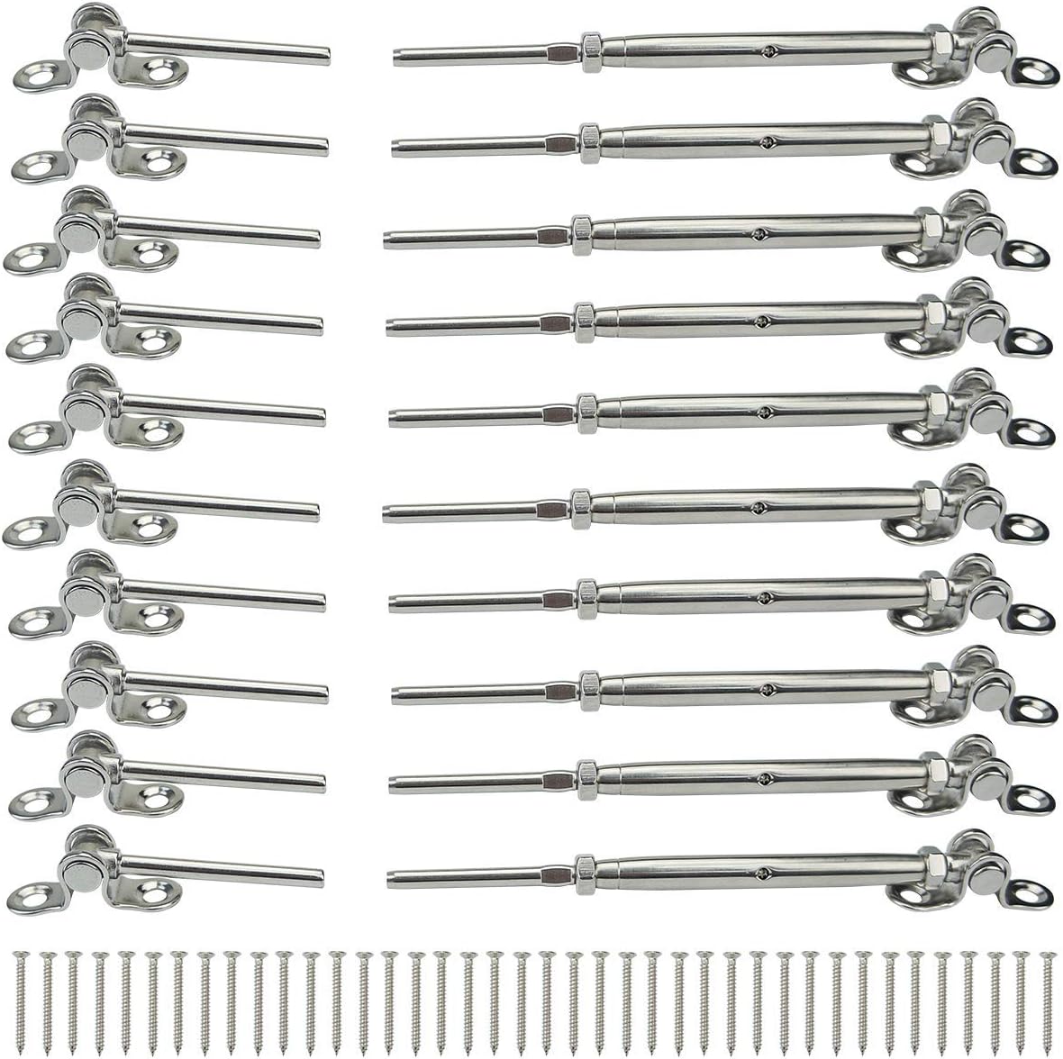 Muzata 10 Pairs Stainless Steel Cable Railing Kit Systems Fit 1/8"Wire ...