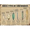 Amazon.com: Cusde Basic Types of Surfboards Surfing Metal Tin Sign ...