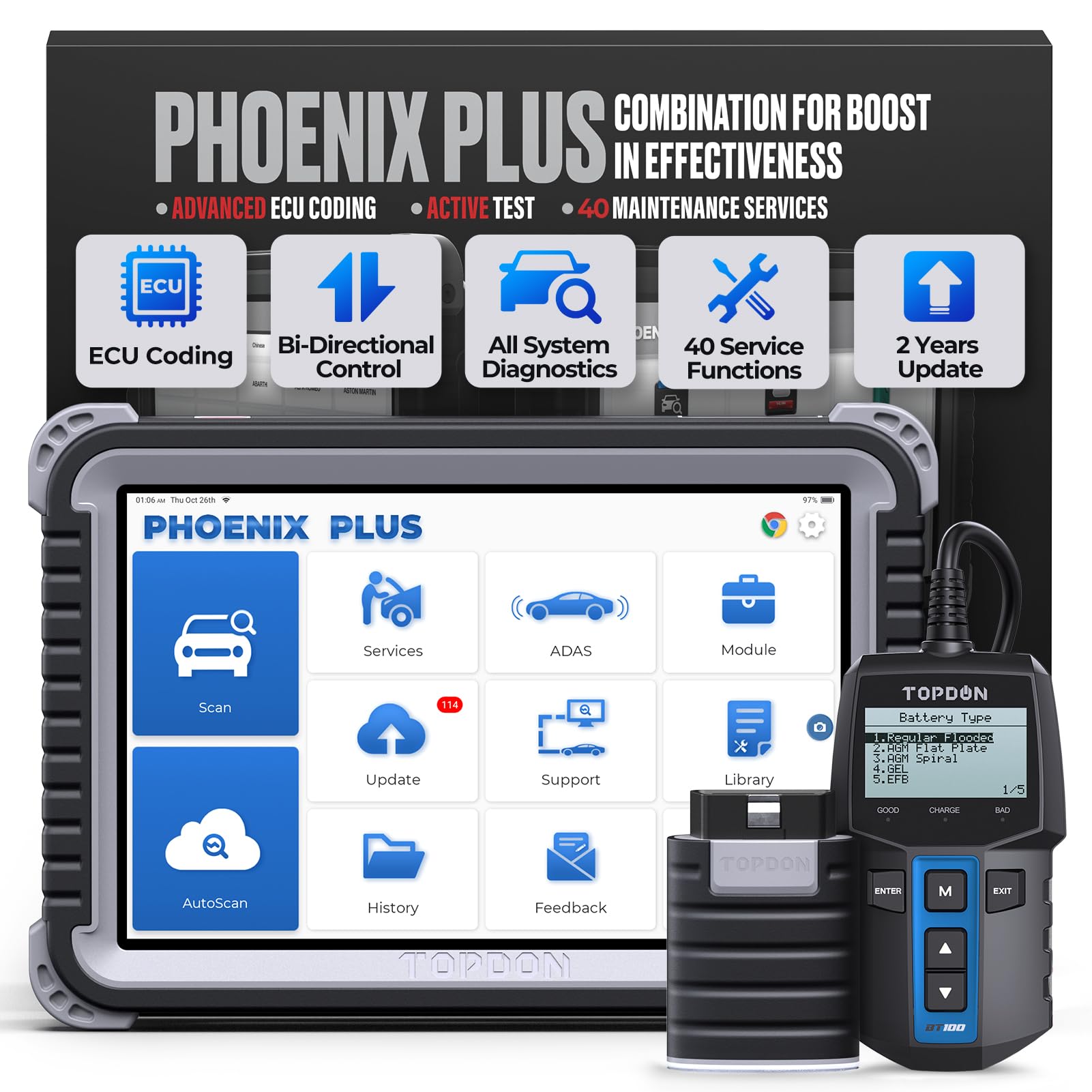 Mua Phoenix Plus Automotive Diagnostic Scan Tool with Battery Tester, 2 ...