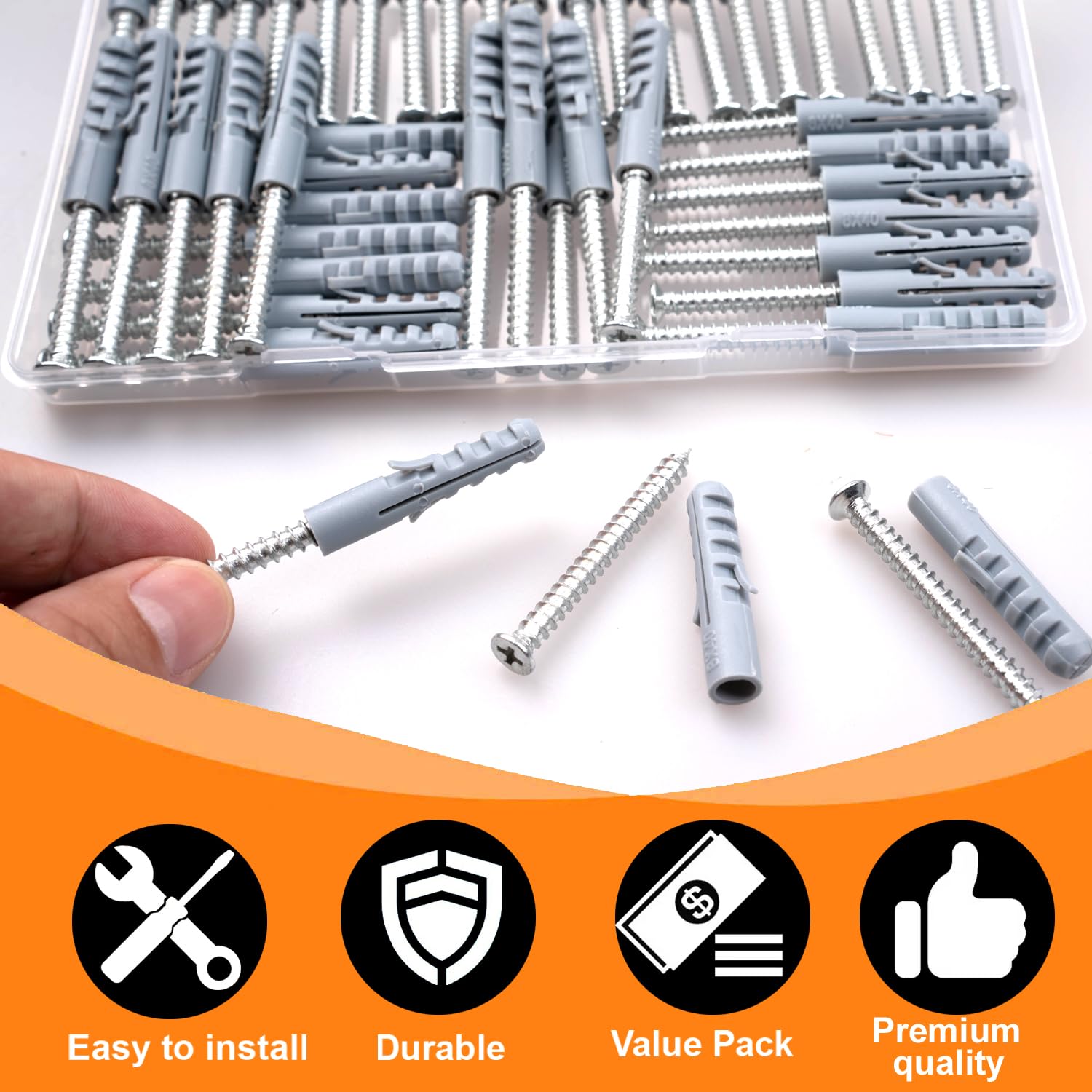 Mua 100-Piece 8# Drywall Anchors and Screws Set - Screws and Anchors ...