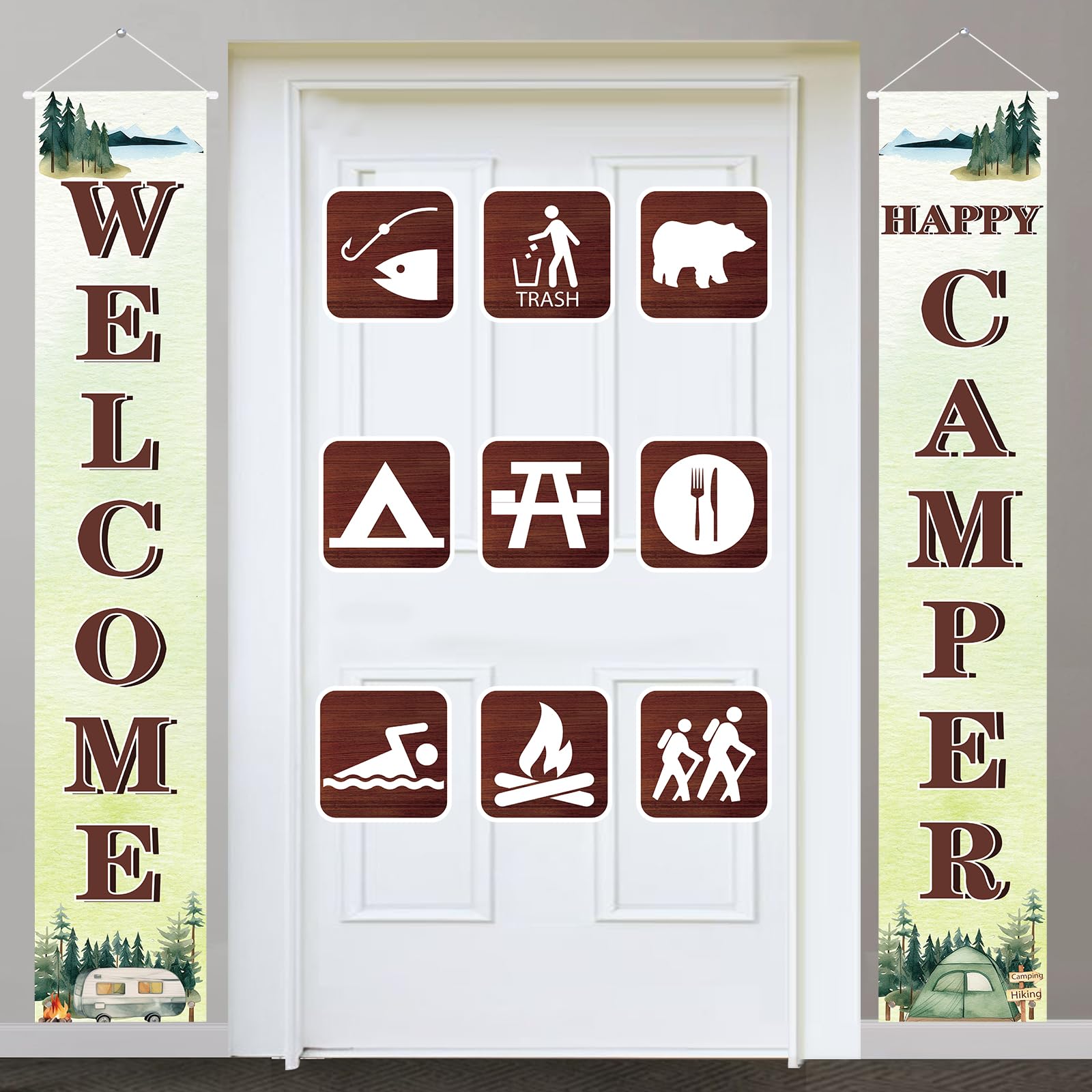 Camping Themed Party Decorations Set Camping Party Banner Welcome Porch ...