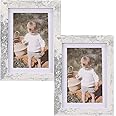 Amazon.com - Fixwal 5x7 Picture Frames Set of 2, Distressed White MDF Photo Frames with Glass ...