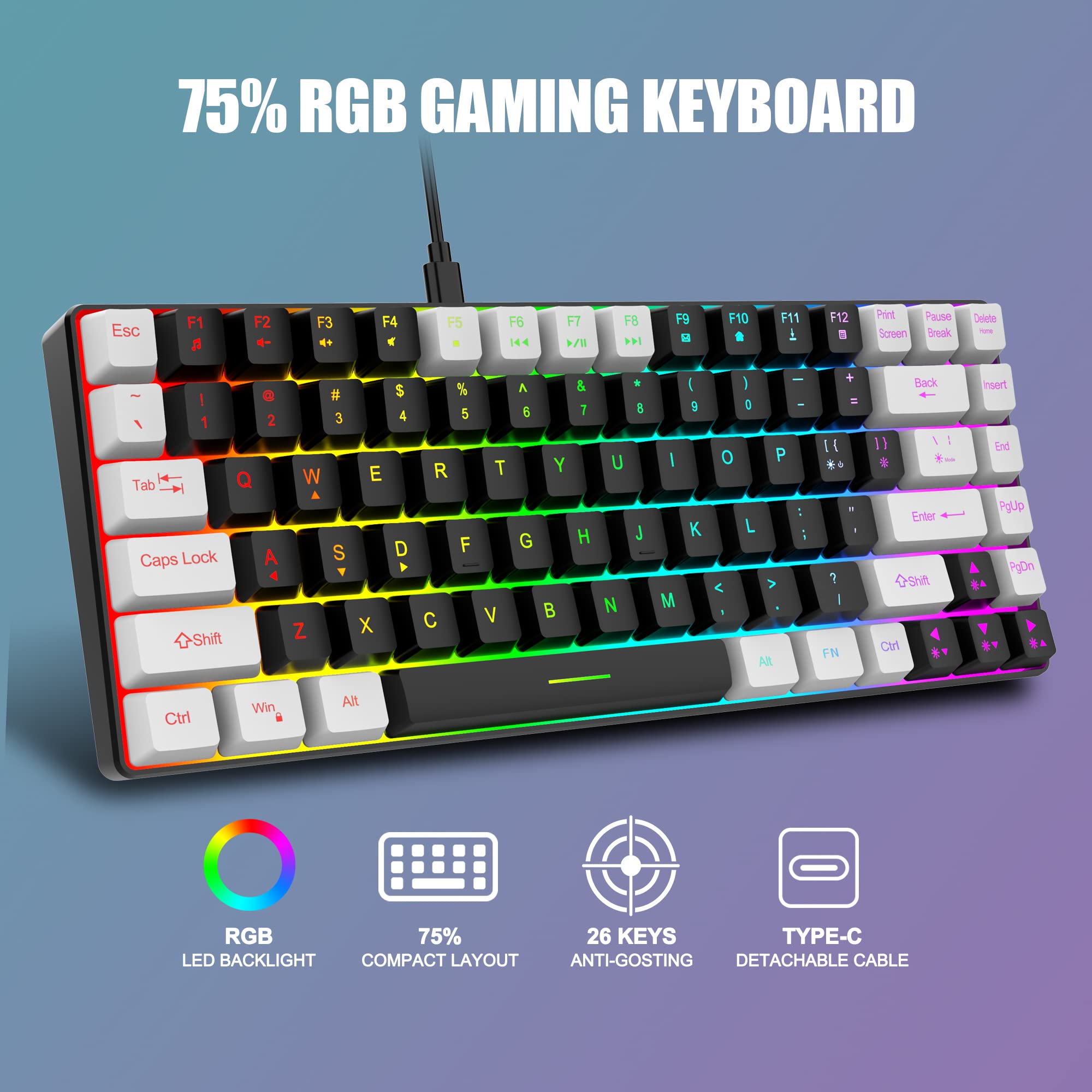 Mua RedThunder K84 Wired Gaming Keyboard, 75% Ultra-Compact TKL ...