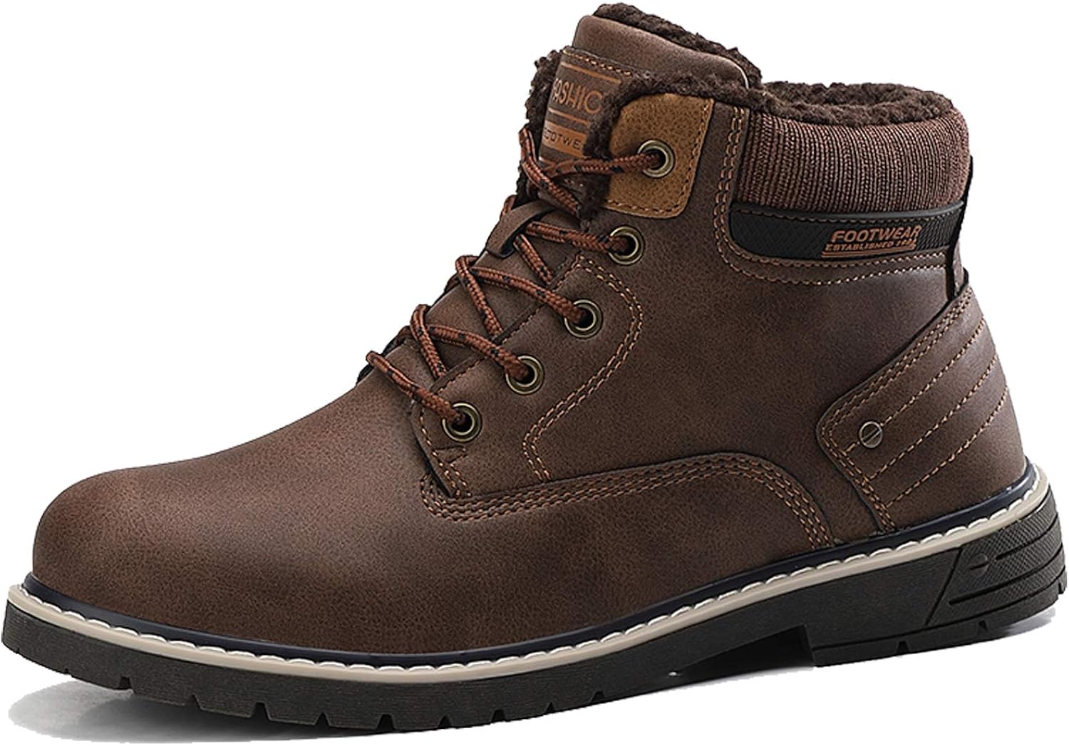 AX BOXING Mens Winter Snow Boots Non-Slip Leather Shoes Ankle Boots ...