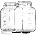 Amazon.com: 2 Pack 1 Gallon Square Super Wide-Mouth Glass Jars with ...
