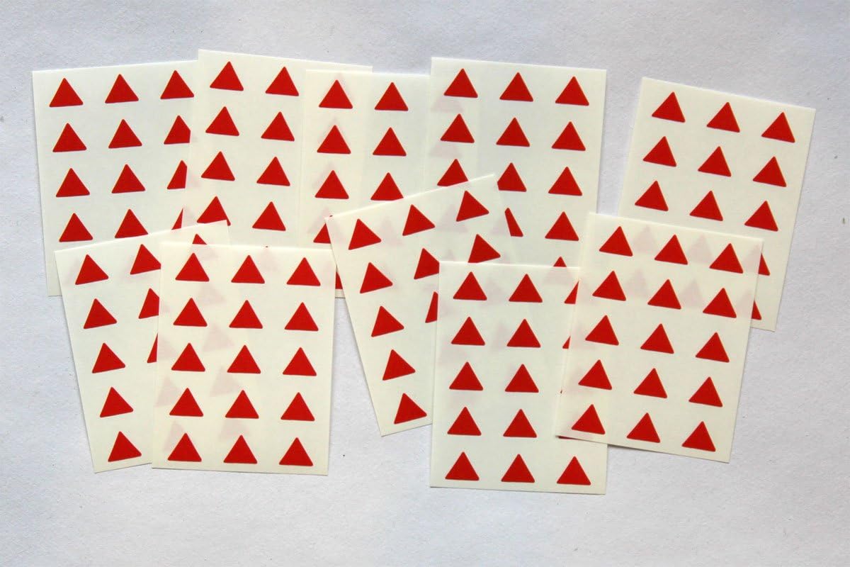 150 Red Triangle Stickers - Sticky Coloured Self Adhesive Triangles for ...