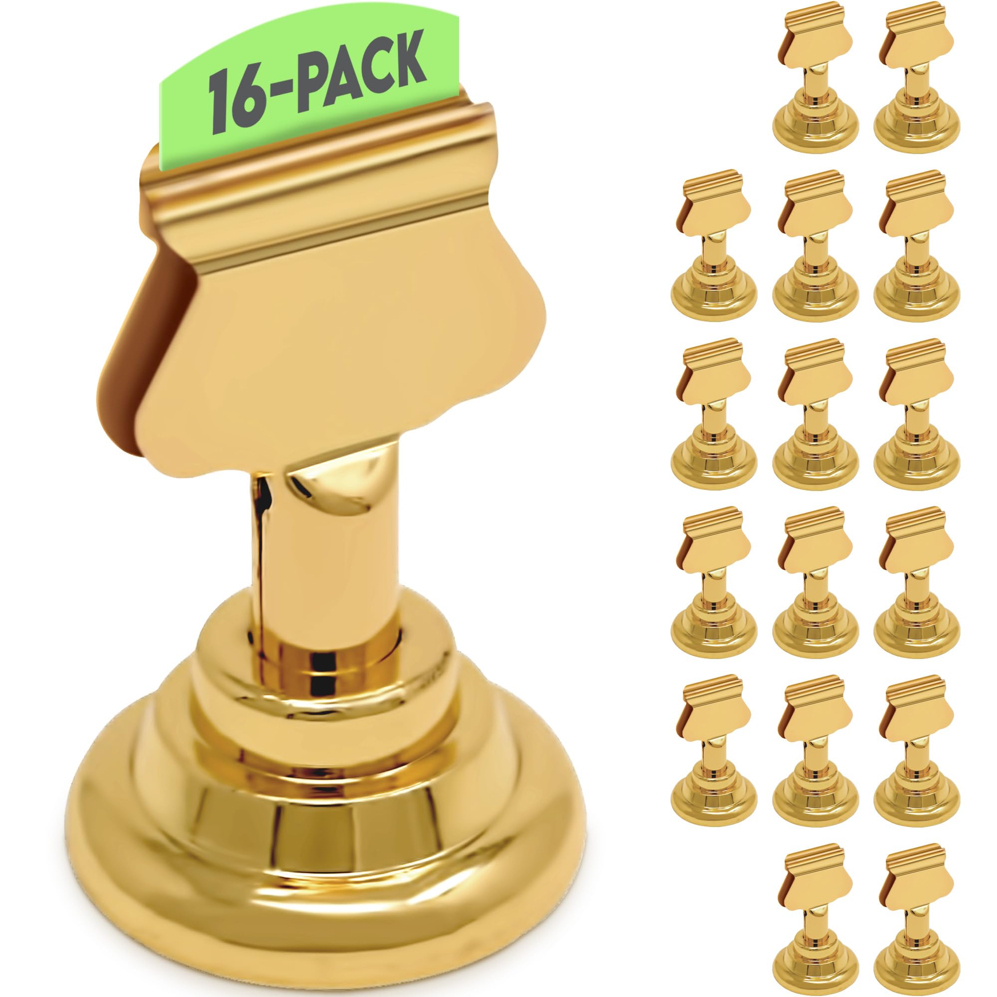 Table Number Holders (16pc) Premium Gold Metal Place Card Holders for ...